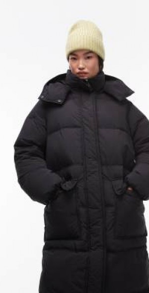 Topshop - longline ultimate puffer jacket in black