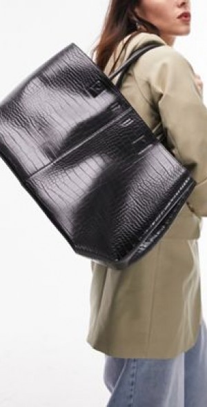 Topshop - Tala croc tote bag in black