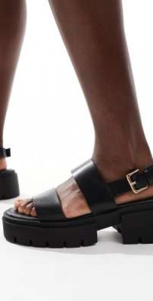 Truffle Collection - chunky strap sandals in black