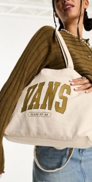Vans - Campus tote bag in mustard and cream-White