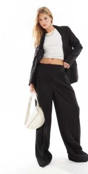 Vero Moda - Rita tailored wide leg dad pants in black - part of a set