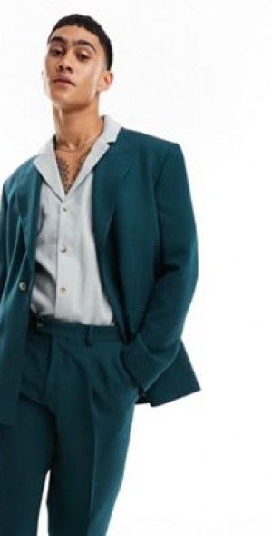 Viggo - waffle suit jacket in green