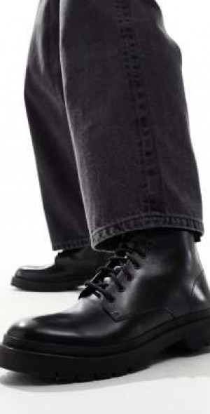 WALK LONDON - Walk London Callum Lace boot in black leather