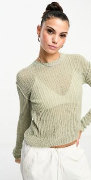 Weekday - Ada lightweight knit sweater in green