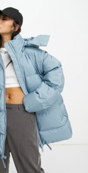 Weekday - Air puffer jacket in steel blue