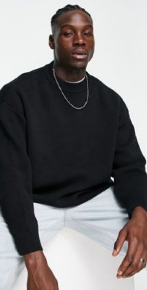 Weekday - john oversized sweater in black