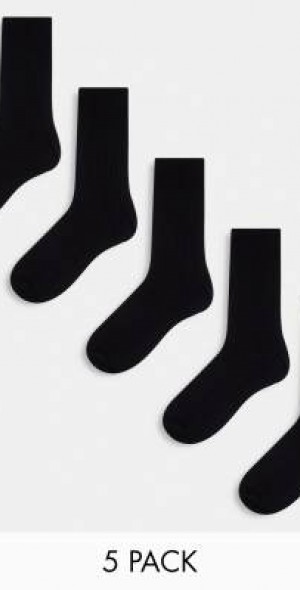Weekday - ribbed socks 5-pack in black