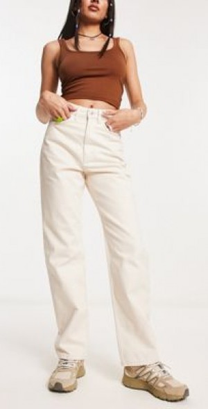 Weekday - Rowe extra high rise straight leg jeans in ecru-White