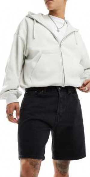 Weekday - Space relaxed fit denim shorts in black