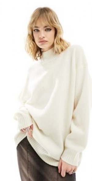 Weekday - Unni wool blend oversized sweater in off-white