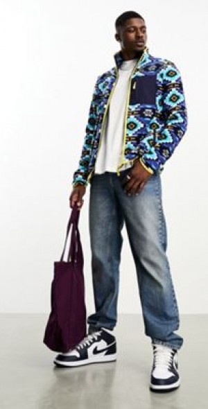 WESC - polar fleece jacket in blue