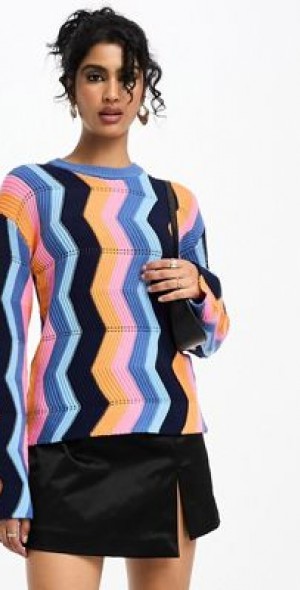 Y.A.S - open knit sweater in multi zig zag