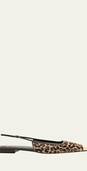 Alexandre Birman - Olivia Leopard Cap-Toe Slingback Ballerina Flats