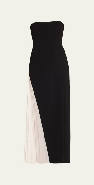Alice + Olivia - Retha Strapless Maxi Dress with Godet-Pleated Side Panel