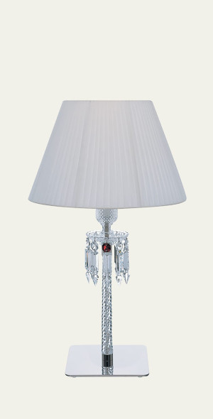 Baccarat - Torch Crystal Desk Lamp with White Shade