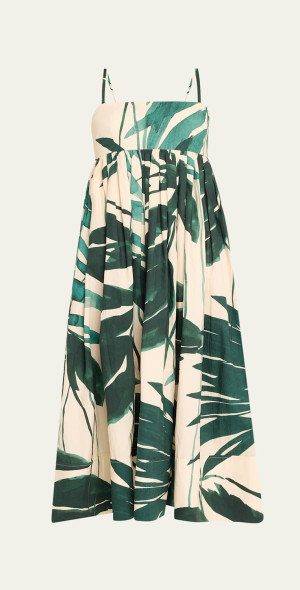 Cara Cara - Leo Cotton Poplin Tie-Back Empire Midi Dress