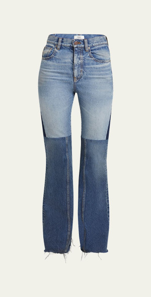 Chloe - Denim Patchwork Flare Leg Pants