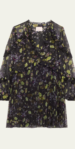 Cinq a Sept - Robin Sheer Floral Long-Sleeve Mini Dress