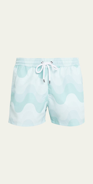 Frescobol Carioca - Men's Copacabana Gradient Wave-Print Swim Trunks