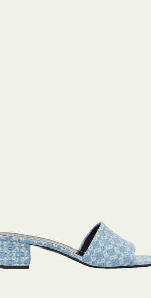 Givenchy - 4G Denim Block-Heel Mule Sandals