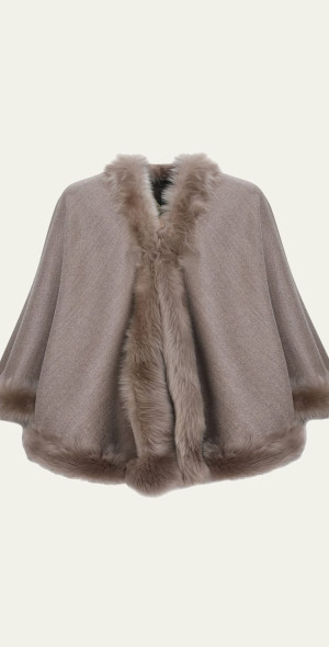Gorski - Wool and Cashmere Cape with Merinillo Shearling Lamb Trim