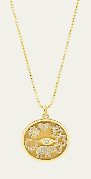 Jennifer Meyer - 18k Yellow Gold Good Luck Diamond Pendant Necklace