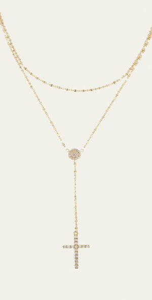 Lana - Diamond Cross Double Strand Lariat Necklace