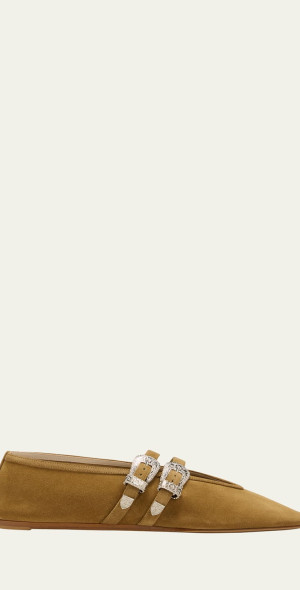 Le Monde Beryl - Claudia Suede Western Buckle Ballerina Flats