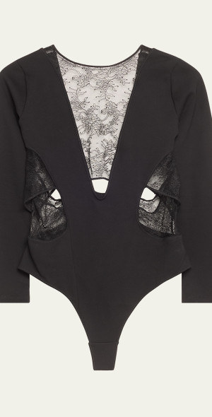 Livy - Crosby Cutout Lace-Inset Jersey Bodysuit