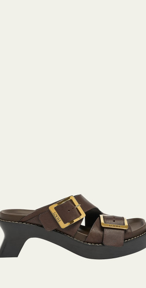 Loewe - Leather Dual-Buckle Platform Sandals
