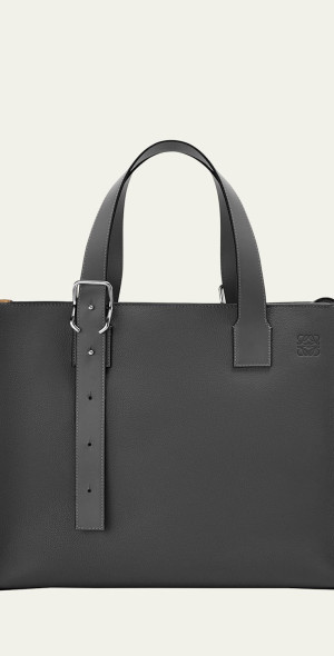 Loewe - Men's Buckle Zip Tote Bag in Grained Calfskin