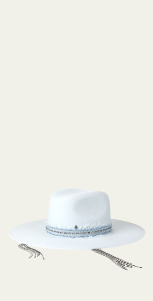 Maison Michel - Eliza Fedora With Embellished Denim Band