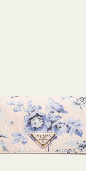 Prada - Floral Flap Leather Compact Wallet