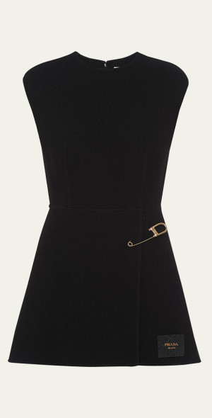 Prada - Washed Twill Safety-Pin Mini Dress