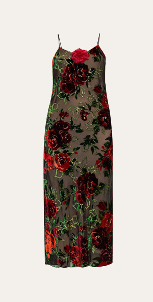 Rodarte - Rose Velvet Devore Slip Dress
