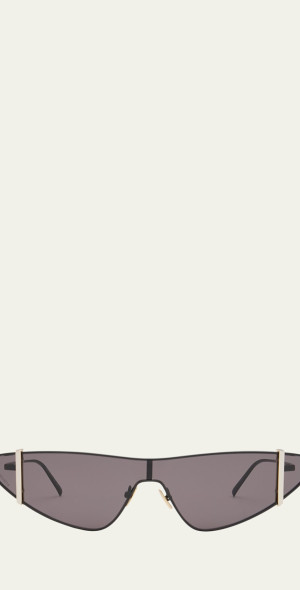 Saint Laurent - Sleek Metal Cat-Eye Shield Sunglasses With Golden Accents