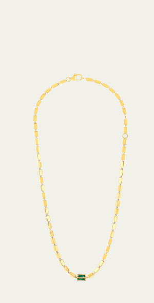 Suzanne Kalan - 18K Yellow Gold Thick Block Chain Necklace with Emerald ...