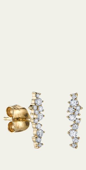 Sydney Evan - 14K Diamond Narrow Cocktail Bar Sud Earrings