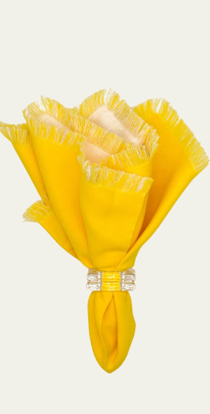 Tina Chen Designs - Yellow Double-Sided Fringe Napkin