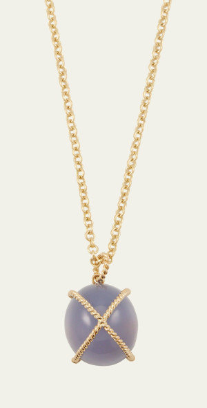 Verdura - 18K Yellow Gold Chalcedony Wrapped Pebble Pendant Necklace