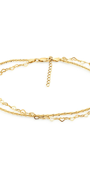 Aqua - Heart Link & Rope Chain Anklet- 100% Exclusive