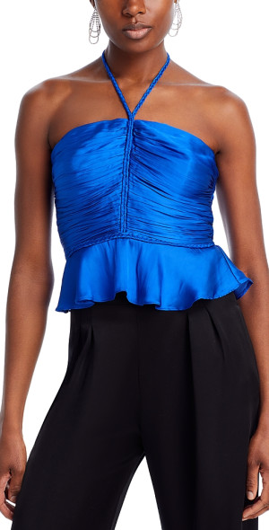 Aqua - Ruched Ruffled Halter Top
