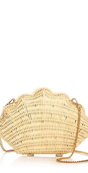 Aqua - Shell Wicker Clutch