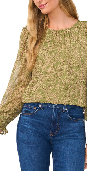 Cece - CeCe Ruffle Trim Top