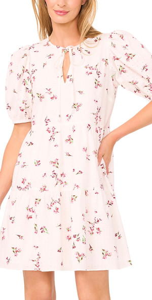 Cece - CeCe Tie Front Short Tiered Dress