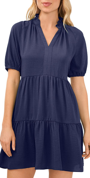 Cece - CeCe Tiered Ruffle Neck Dress