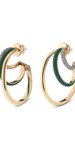 Demarson - Raisa Pave Triple Row Hoop Earrings in Rhodium Plated & 12K ...