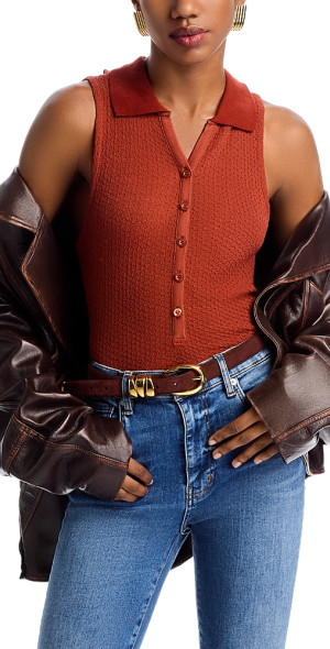 Frame - Mesh Lace Sleeveless Polo