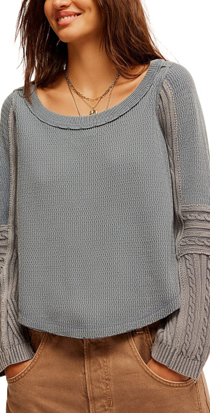 Free People - Swinging Cable Cuffed Sweater