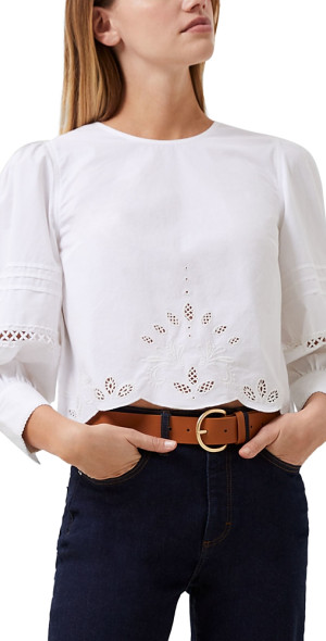 French Connection - Alissa Embroidered Poplin Blouse